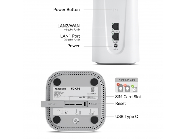 Yeacomm NR330-LA 4G LTE WiFi6 Router CAT6 2.4GHz 5GHz WiFi CPE ...